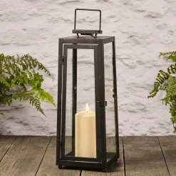 Large Porto Solar Metal Lantern with TruGlow® Candle>Lights4fun ...